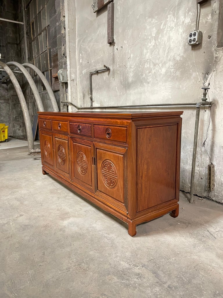 1960s Vintage George Zee Solid Teak Hollywood Regency Buffet Credenza ...