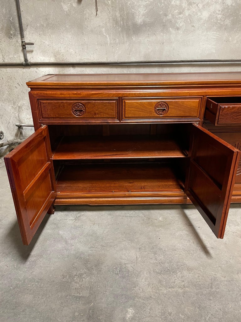 1960s Vintage George Zee Solid Teak Hollywood Regency Buffet Credenza ...