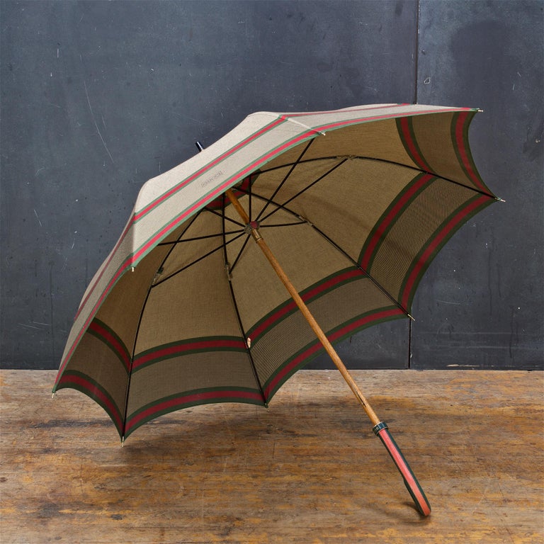 1960s Vintage Gucci Cotton Doorman Umbrella with Classic Red Green ...
