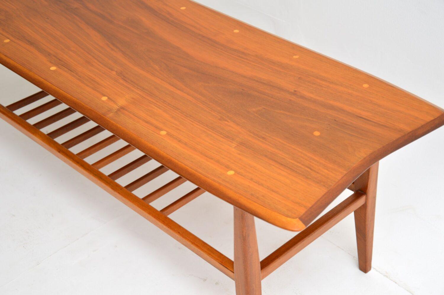 1960s Vintage Inlaid Walnut Coffee Table at 1stDibs