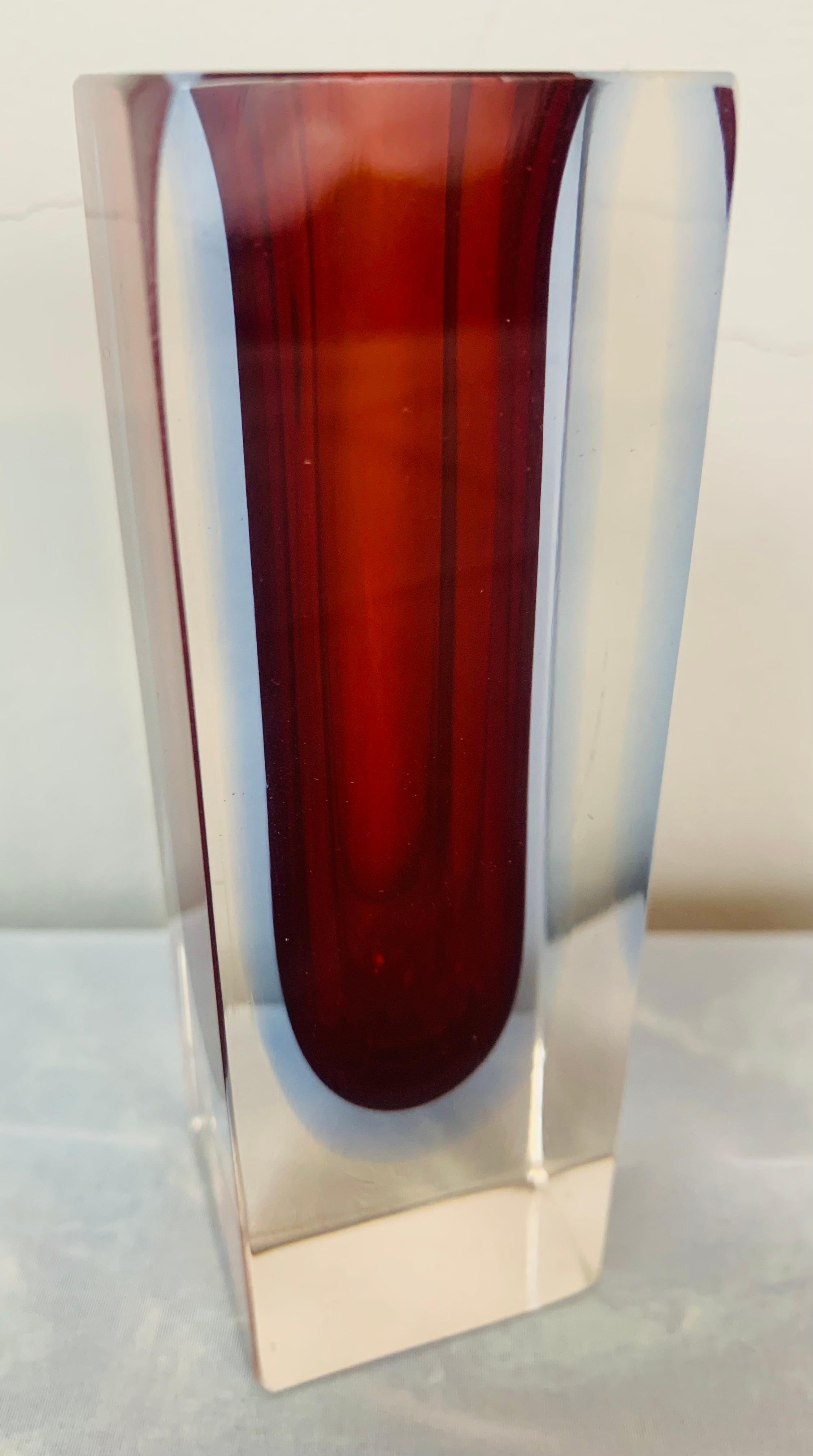 1960s Vintage Italian Murano Sommerso Red Violet and Clear Glass ...