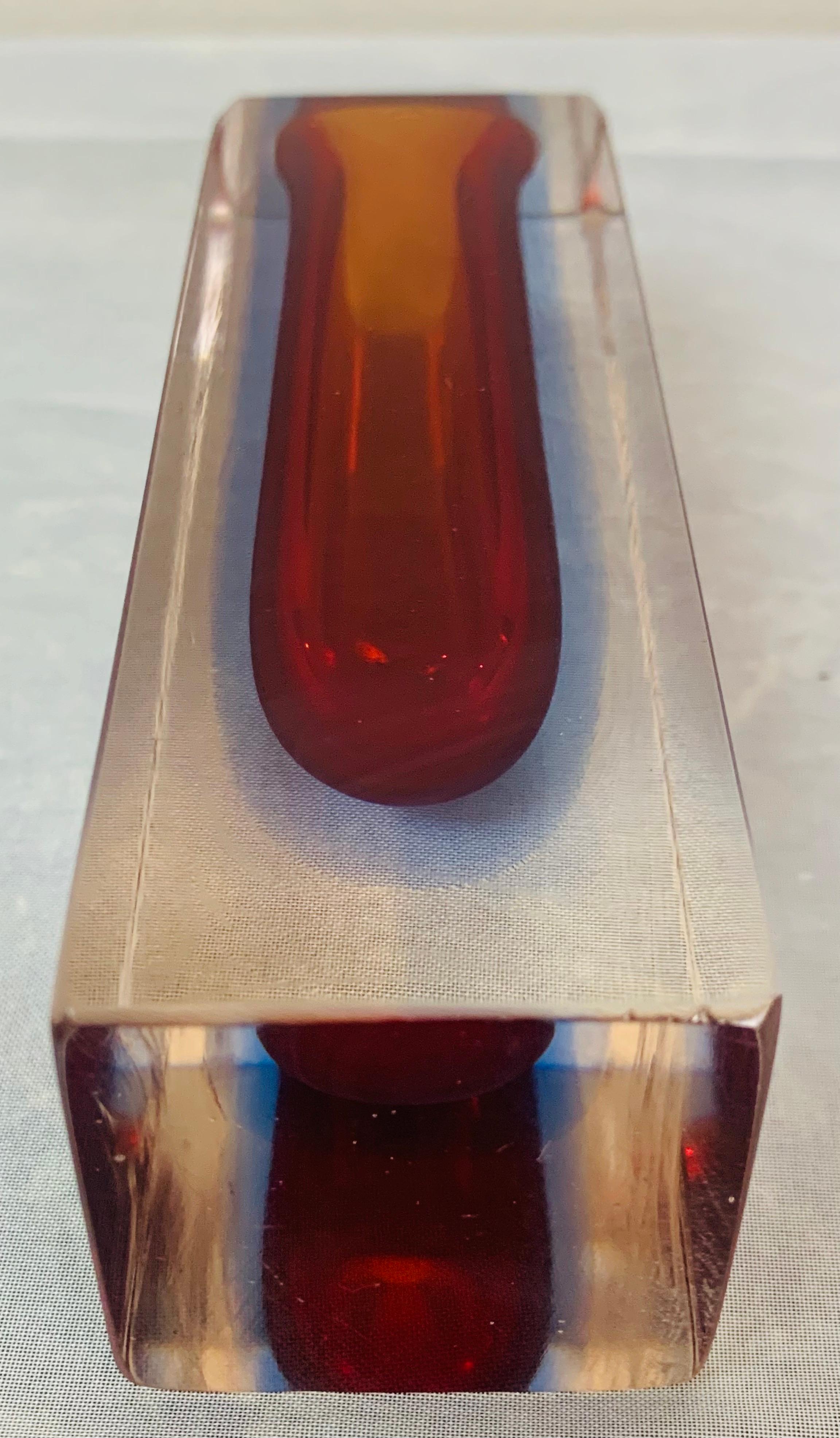 1960s Vintage Italian Murano Sommerso Red Violet and Clear Glass ...