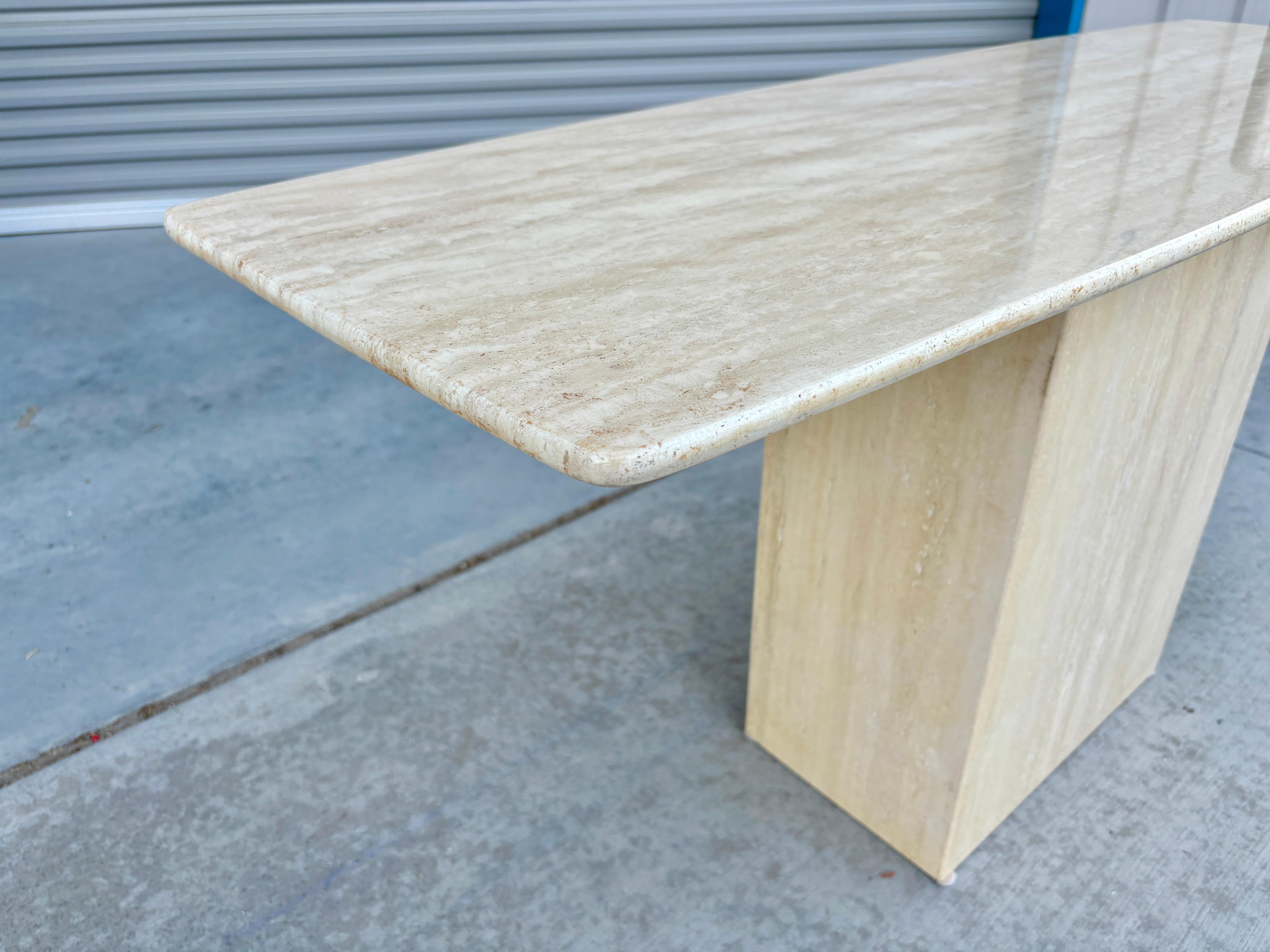1960s Vintage Italian Travertine Console Table For Sale at 1stDibs