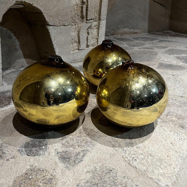 1960s Vintage Mexico Three Gold Globes Gazing Ball Spheres Blown ...