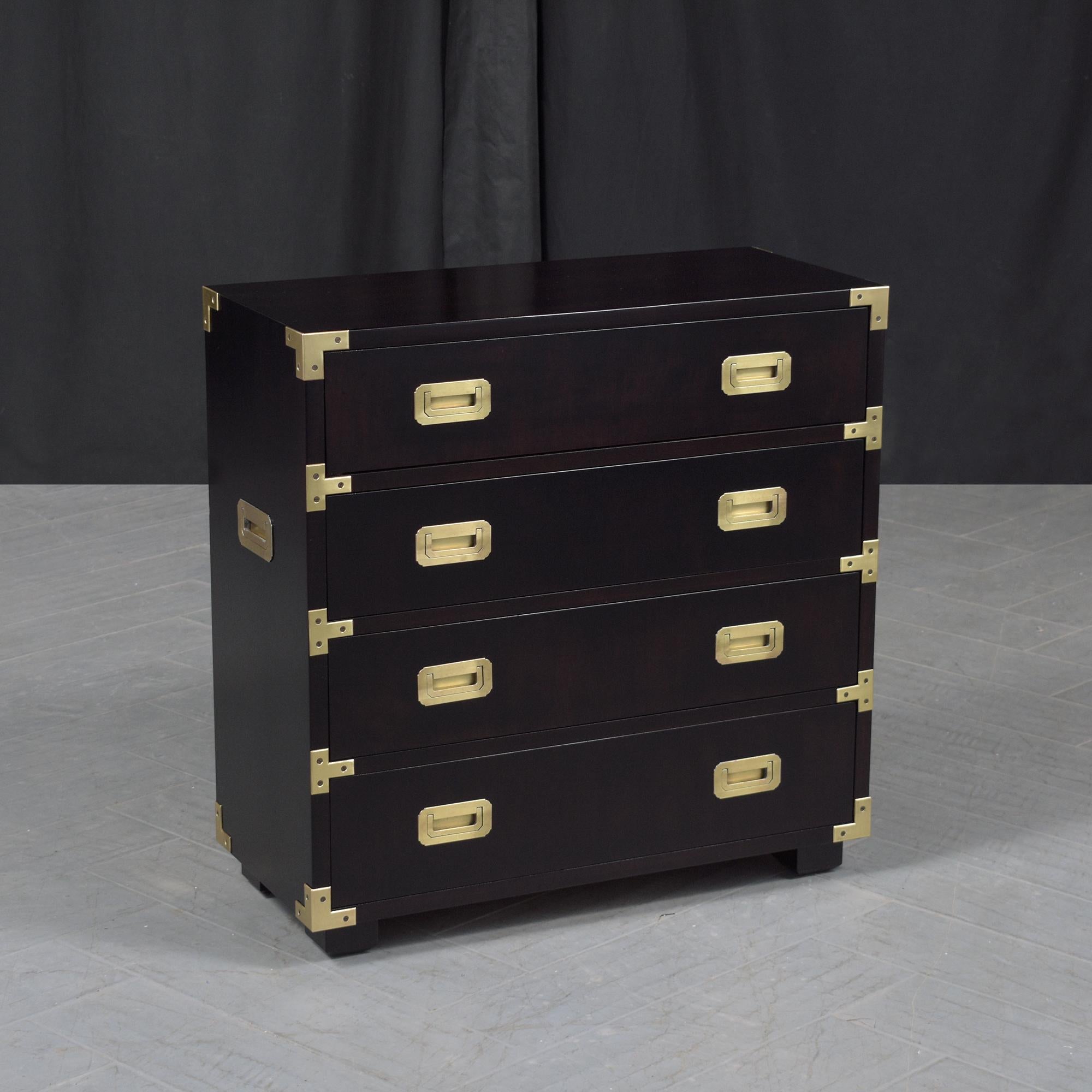 1960s Vintage Modern Mahogany Campaign Chest with Brass Handles For ...
