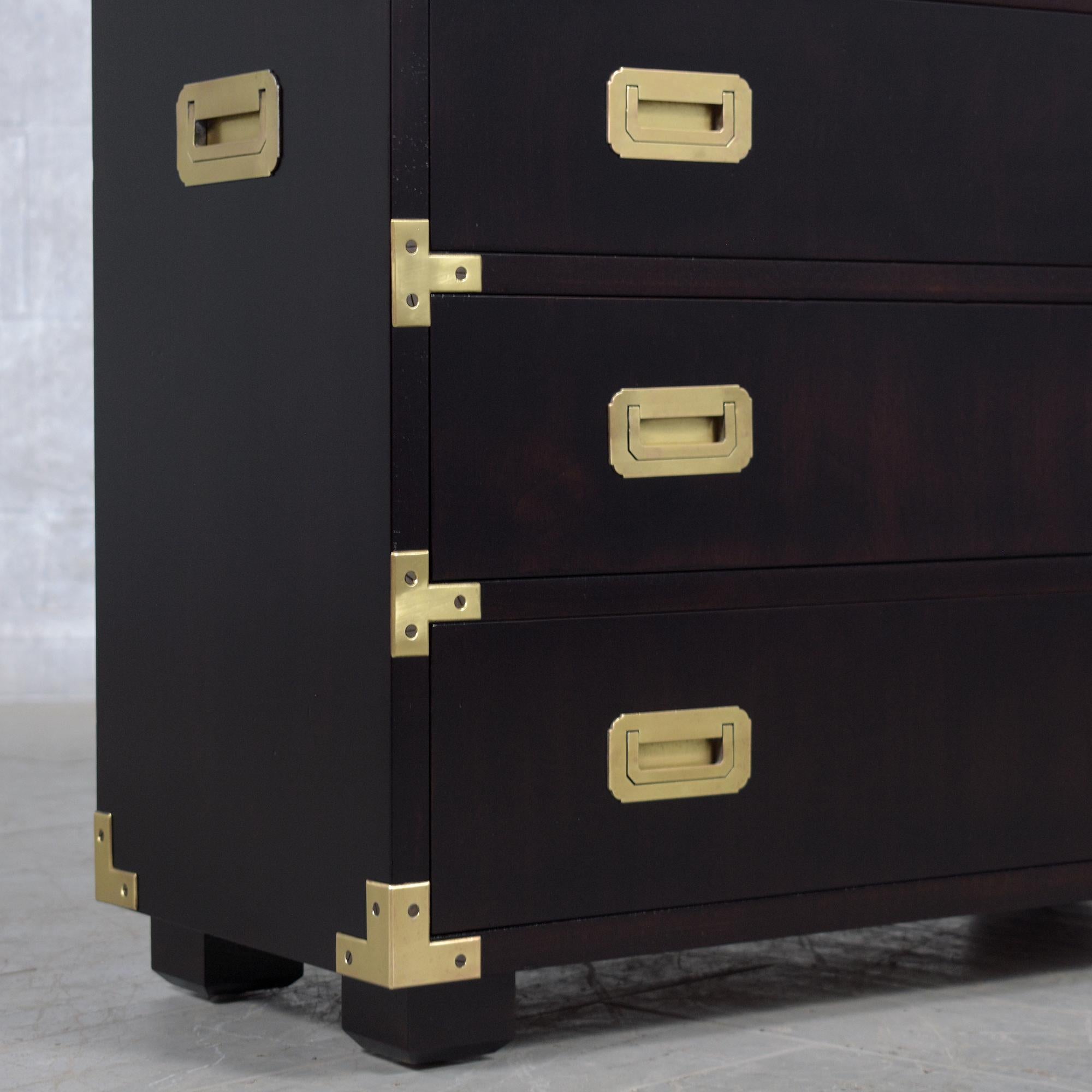1960s Vintage Modern Mahogany Campaign Chest with Brass Handles For ...