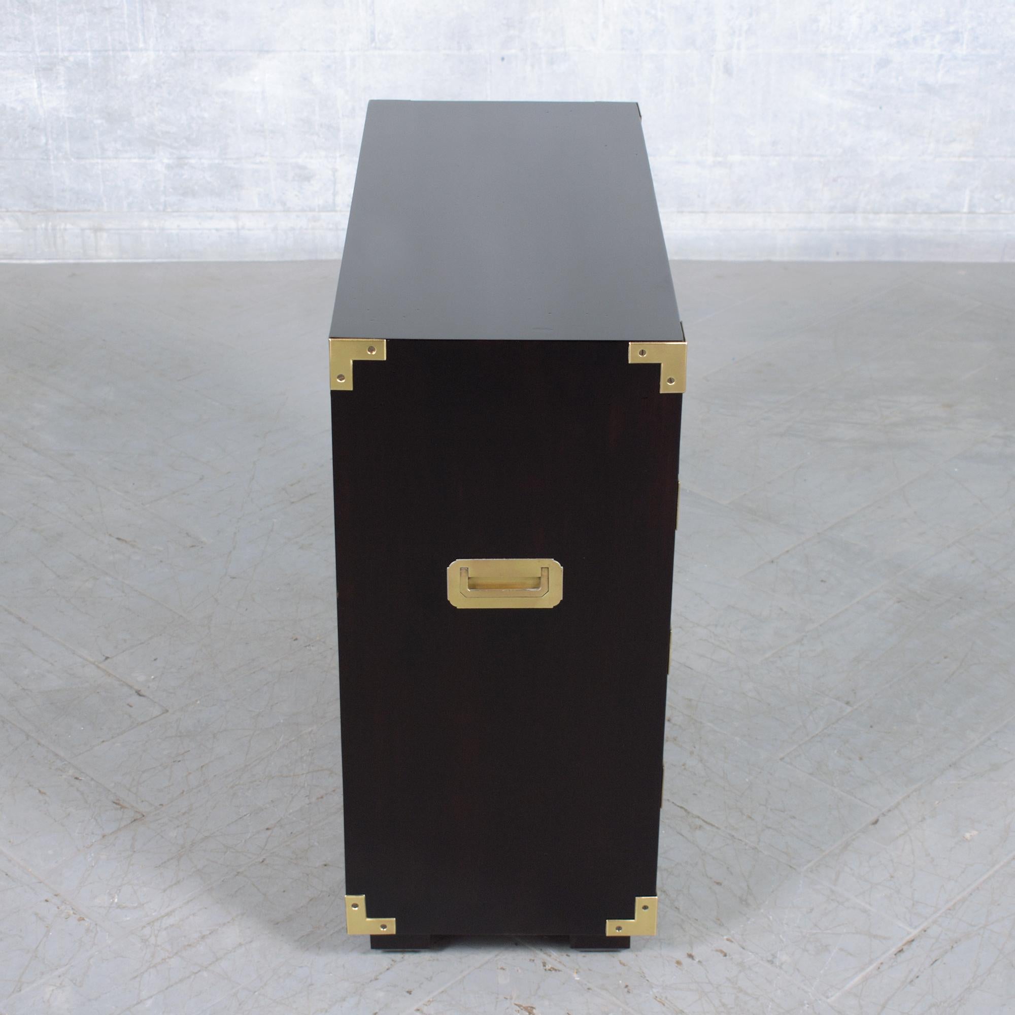 1960s Vintage Modern Mahogany Campaign Chest with Brass Handles For ...