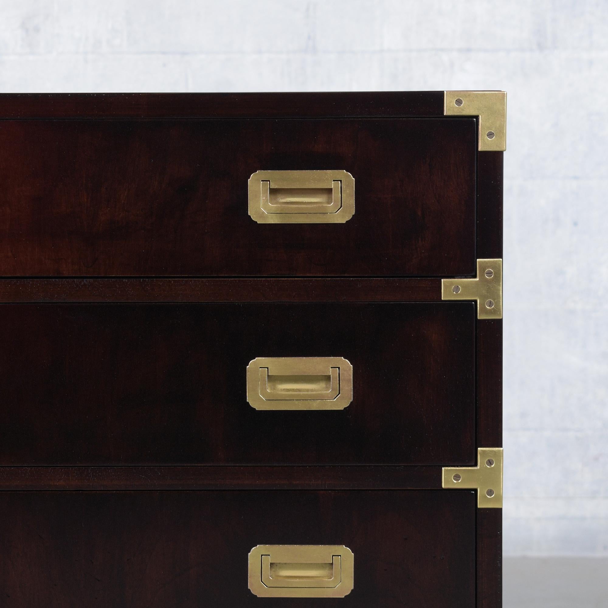 1960s Vintage Modern Mahogany Campaign Chest with Brass Handles For ...