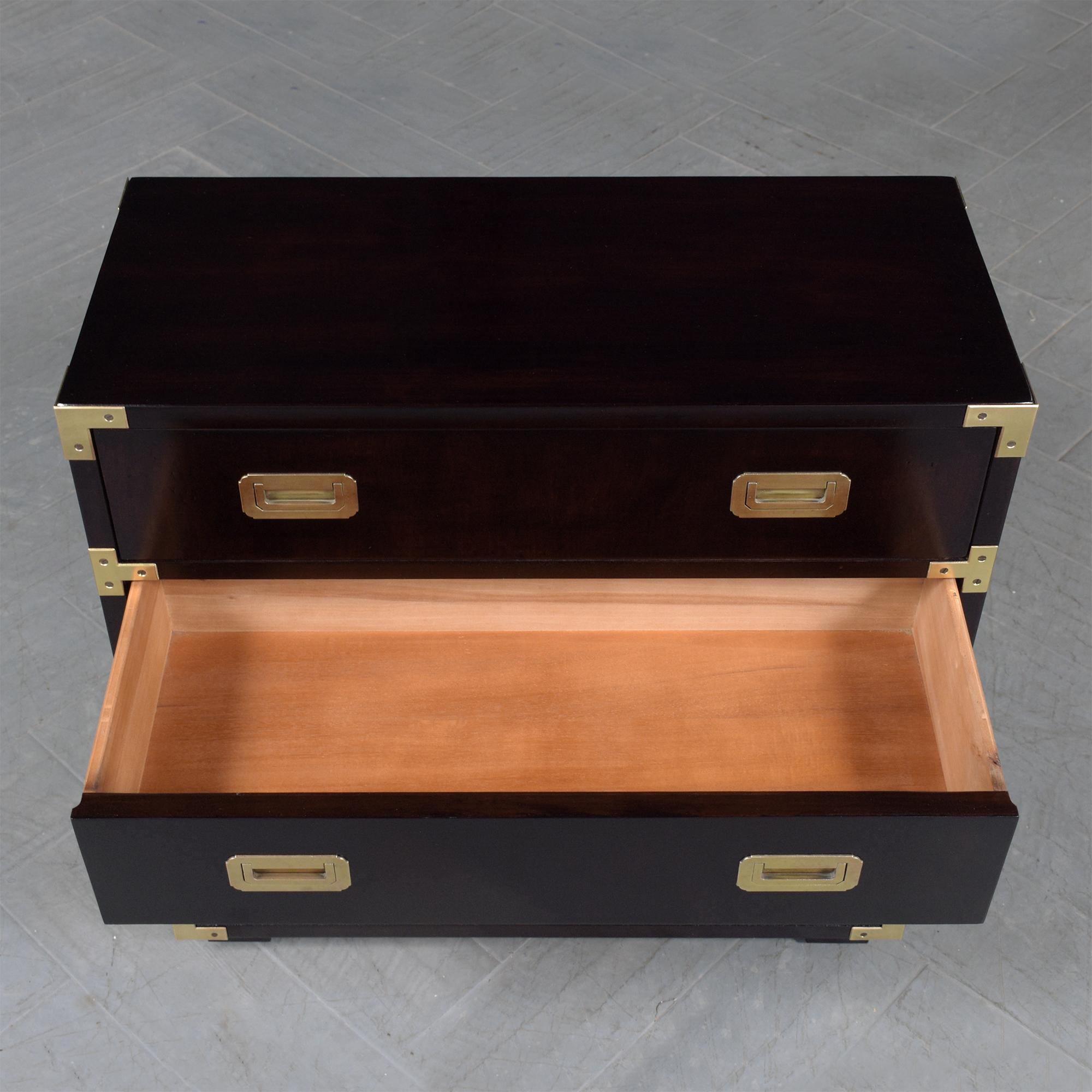 1960s Vintage Modern Mahogany Campaign Chest with Brass Handles For ...