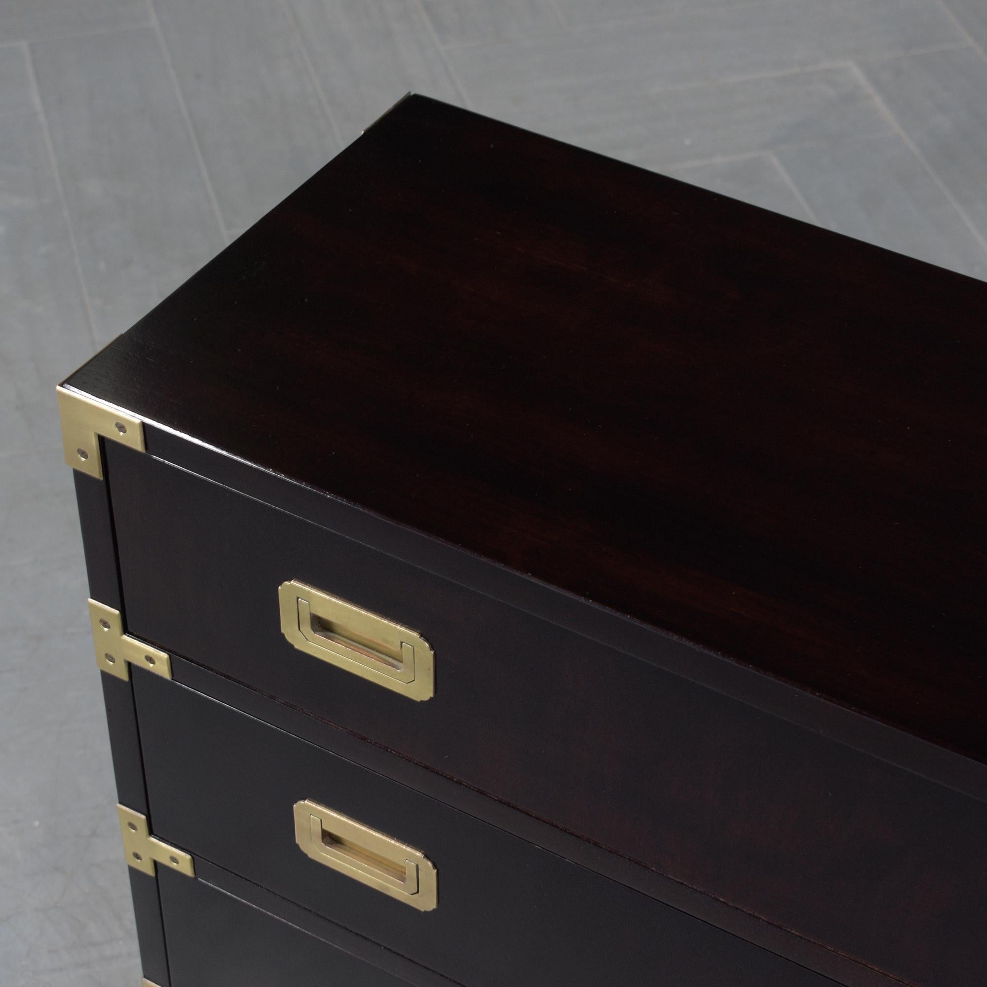 1960s Vintage Modern Mahogany Campaign Chest with Brass Handles For ...