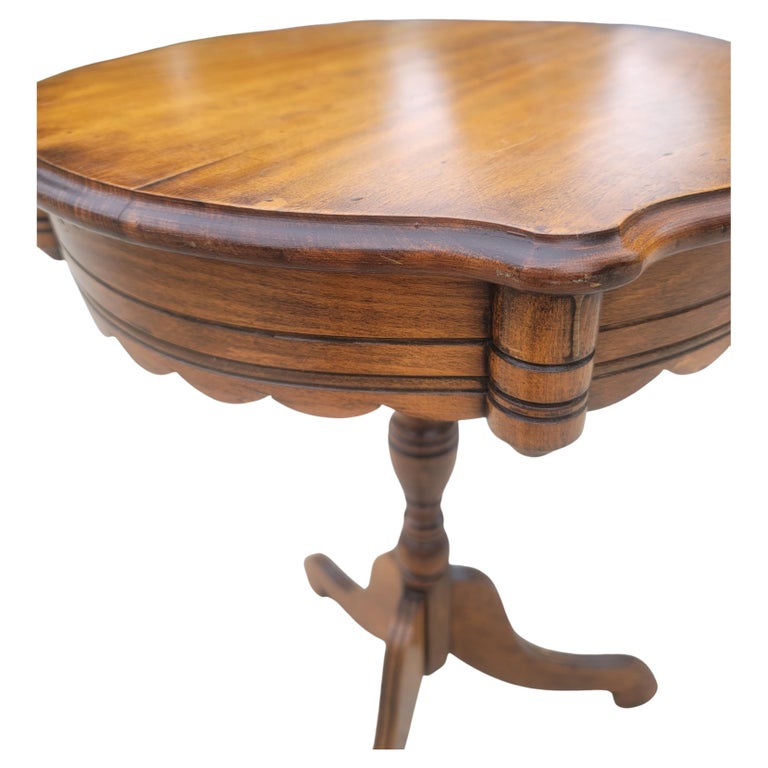 1960s Vintage Pedestal Tripod Scroll Feet Maple Side Table or Lamp ...