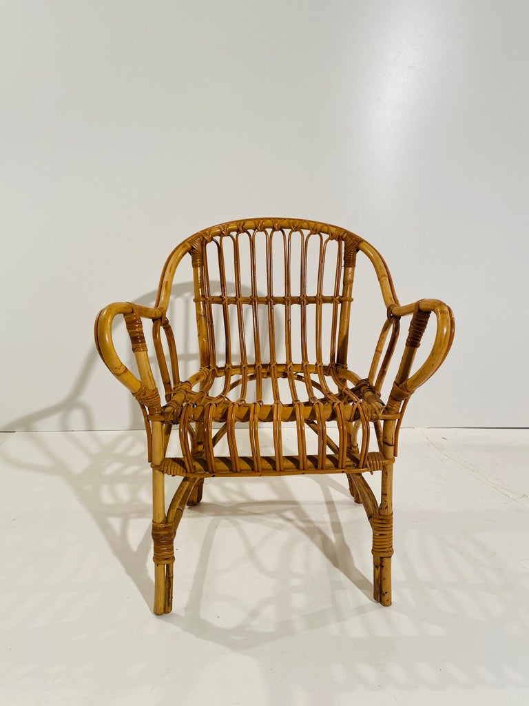 Vintage Rattan Chairs, Set of Two Italy 1960s For Sale at 1stDibs