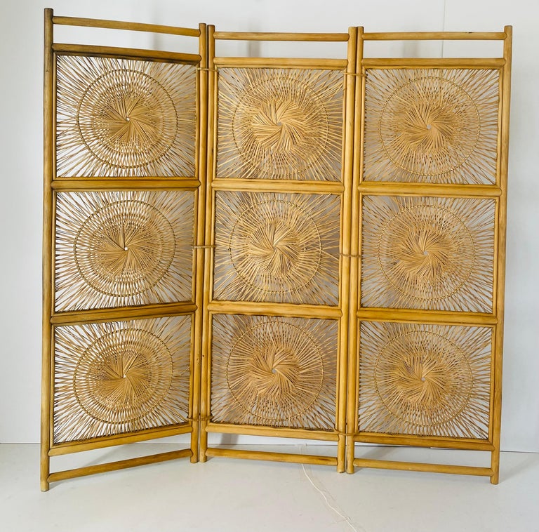 Rattan room divider screen, Italy 1960s at 1stDibs