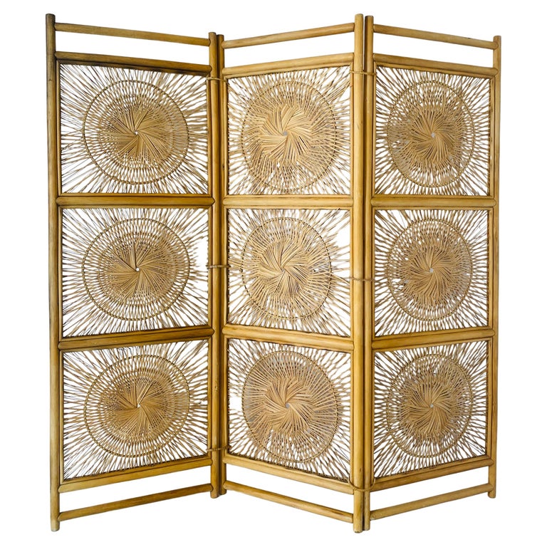 Rattan room divider screen, Italy 1960s at 1stDibs