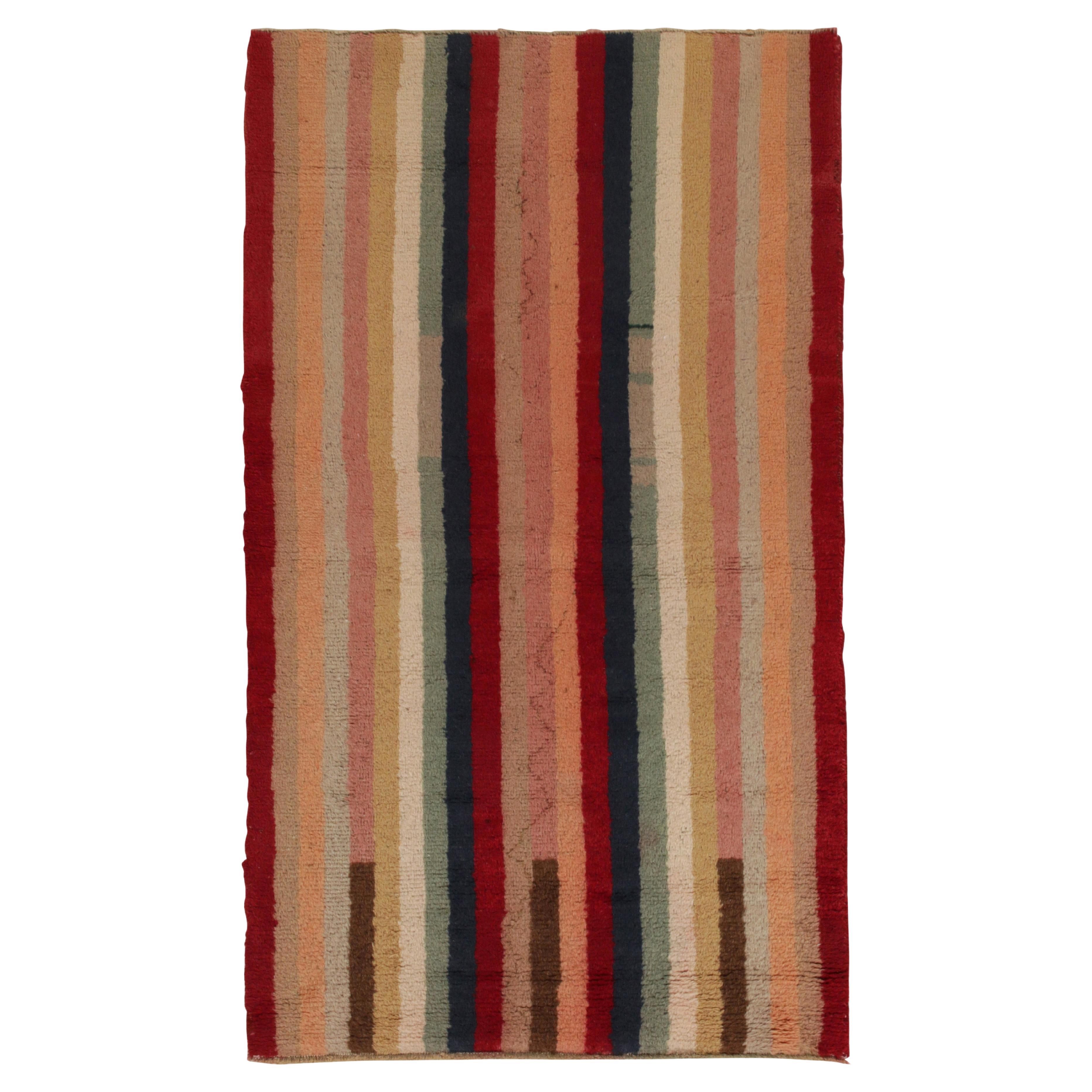 1960s Vintage Rug in Polychromatic Stripes by Rug and Kilim For Sale at ...