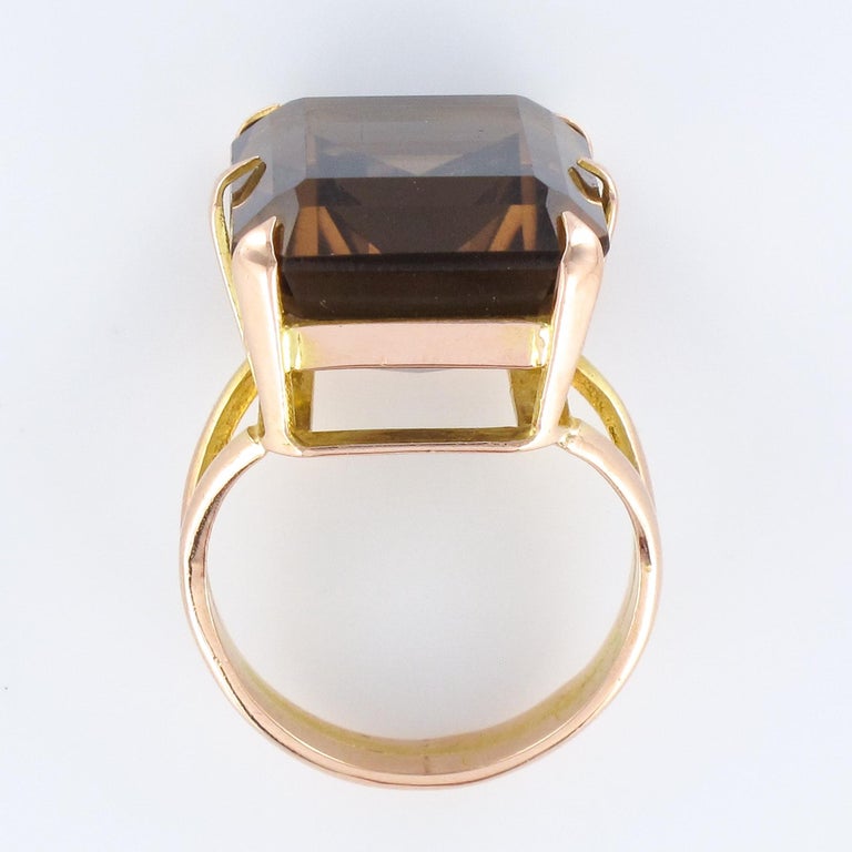 1960s Retro Smoky Quartz 18 Karat Yellow Gold Ring For Sale at 1stDibs ...