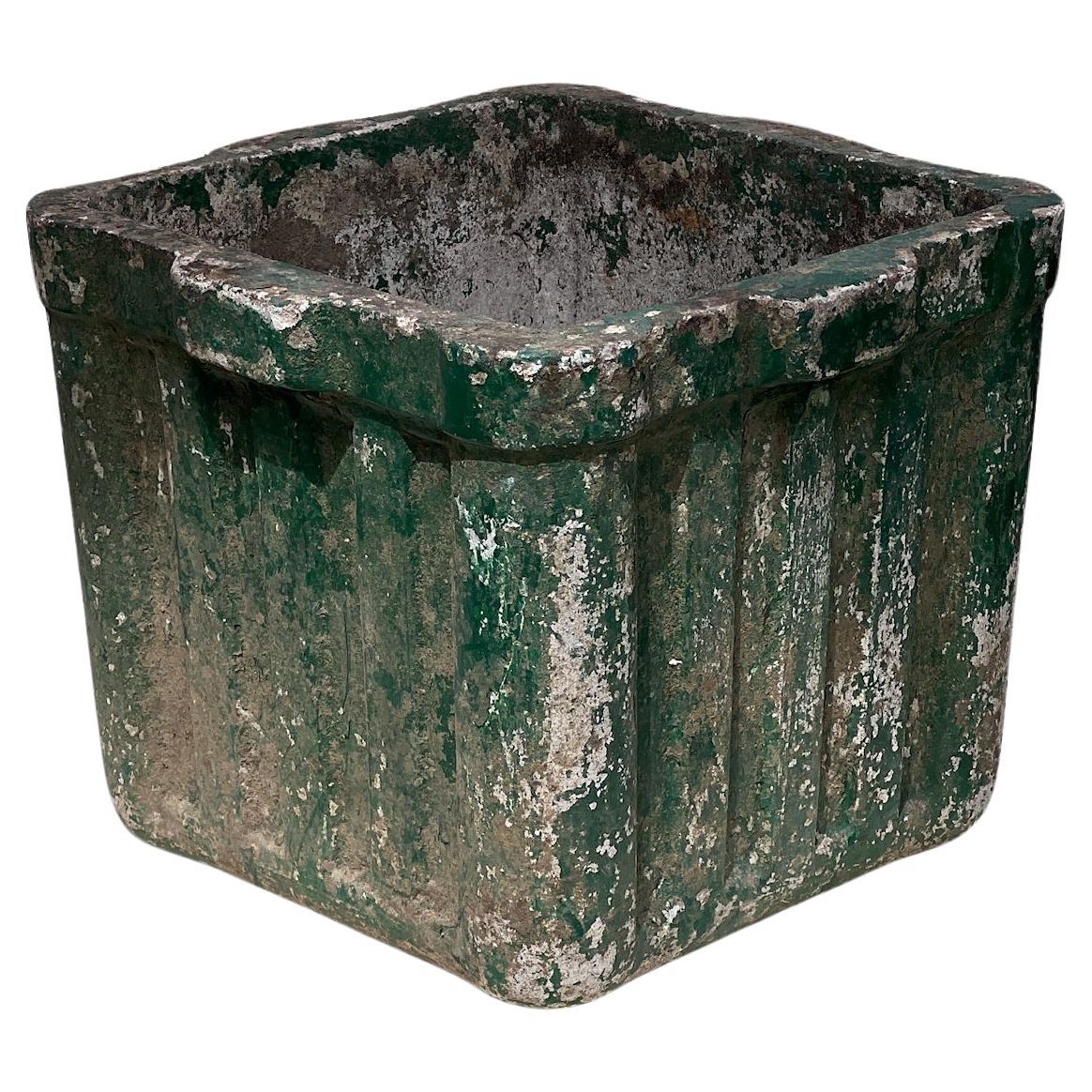 1960s Vintage Square Willy Guhl Green Ribbed Square Planter For Sale at ...