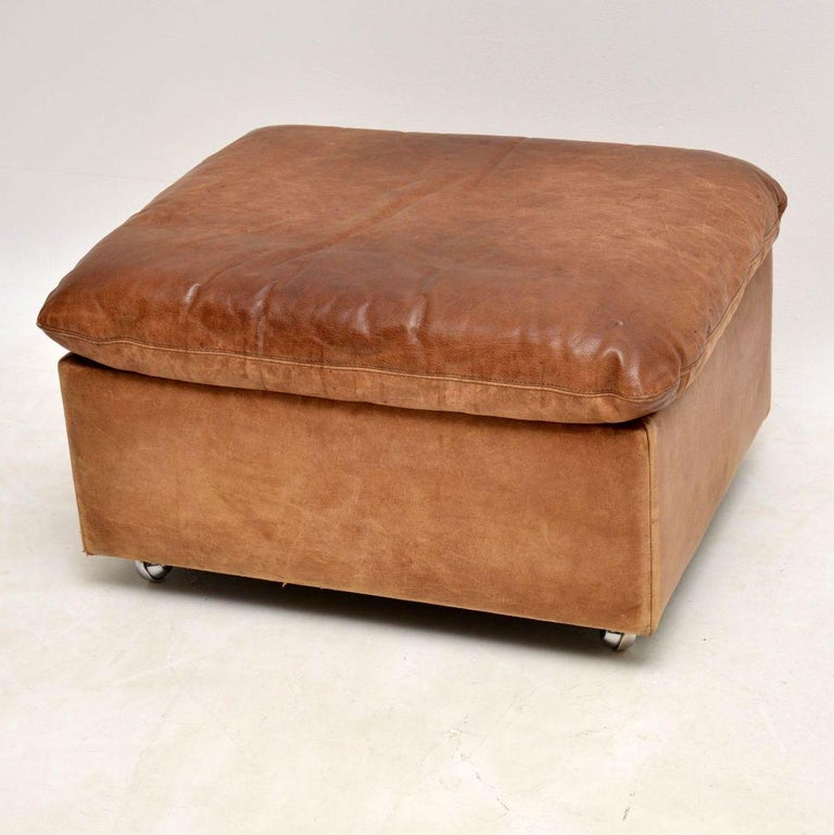 1960s Vintage Tanned Leather and Chrome Footstool Ottoman at 1stDibs ...
