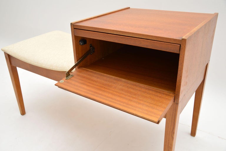 1960s Vintage Teak Telephone Bench at 1stDibs | 1960 gossip bench