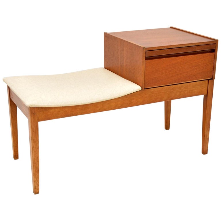 1960s Vintage Teak Telephone Bench at 1stDibs