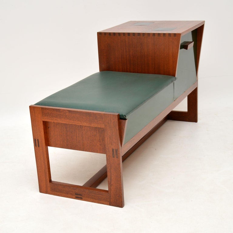 1960s Vintage Teak Telephone Entry Bench / Stool at 1stDibs