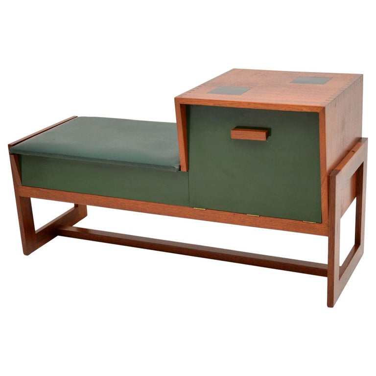 1960s Vintage Teak Telephone Entry Bench / Stool at 1stDibs