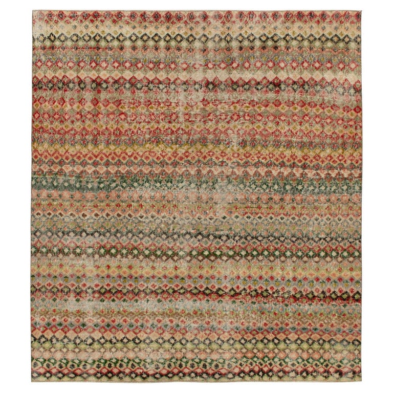 1960s Vintage Turkish Rug in Red, Green Geometric Pattern by Rug and ...