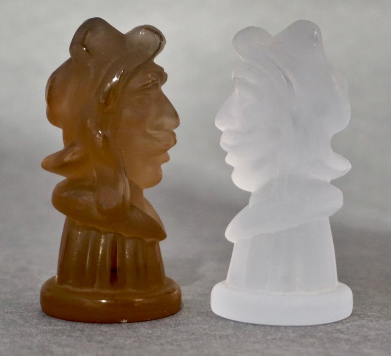 1960s Vintage White and Bronze Color Bohemia Glass Czech Chess Set in ...