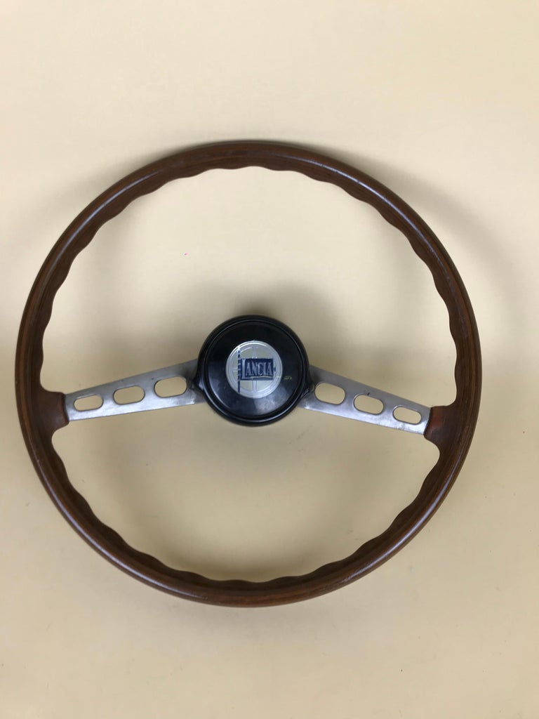 1960s Vintage Wooden and Metal Lancia Steering Wheel Made in Italy For ...