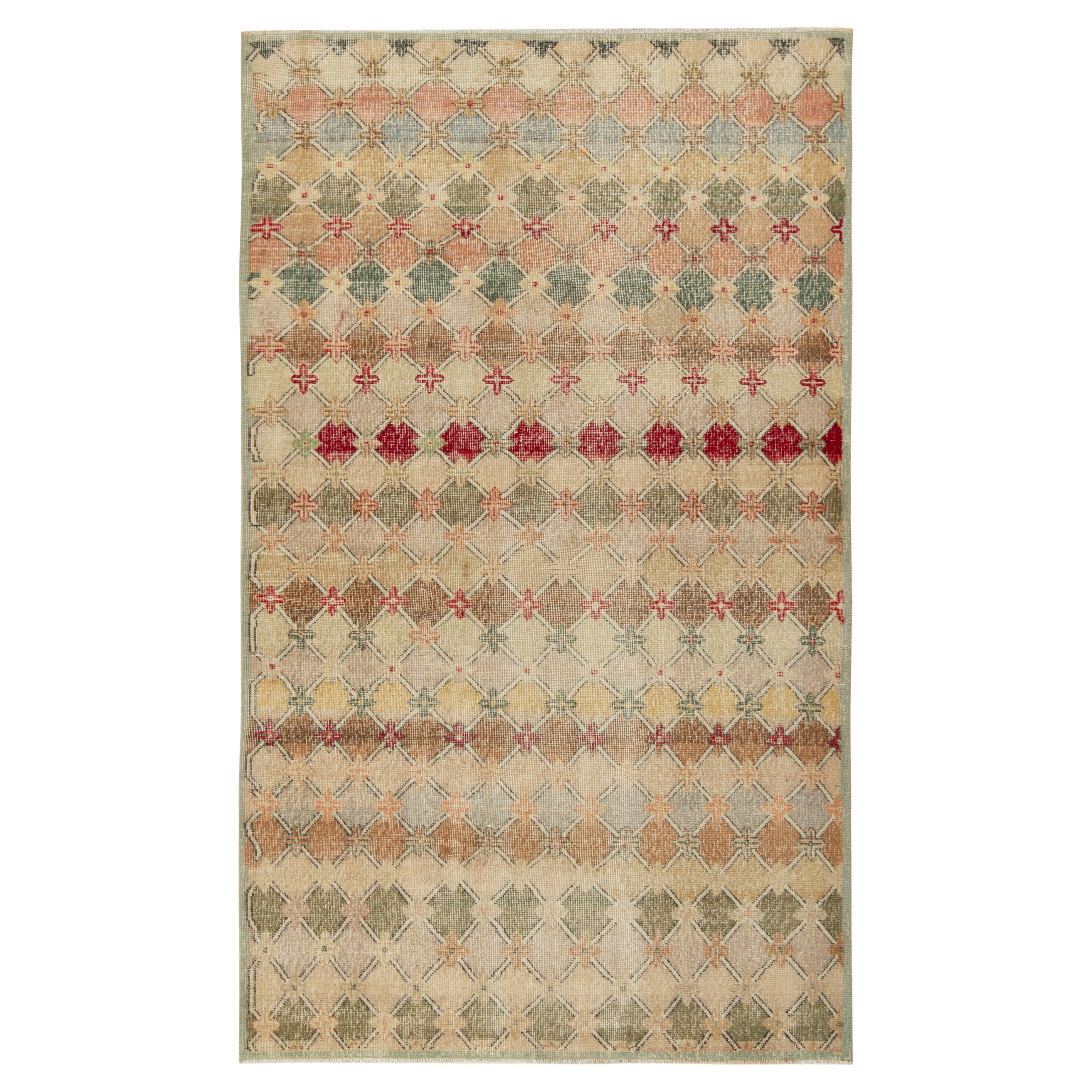 Hand-knotted 1960s vintage Zeki Muren Rug in Beige-Brown, Blue Art Deco ...
