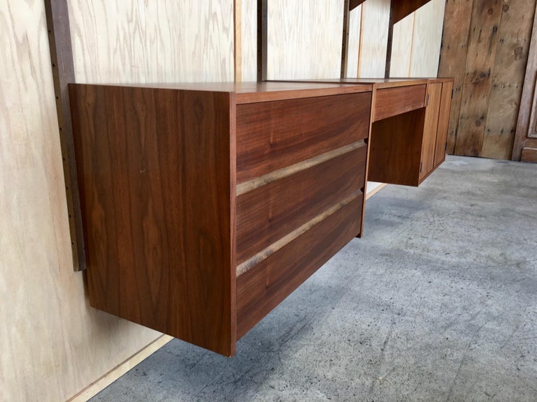 1960s Walnut Floating Wall Unit at 1stDibs