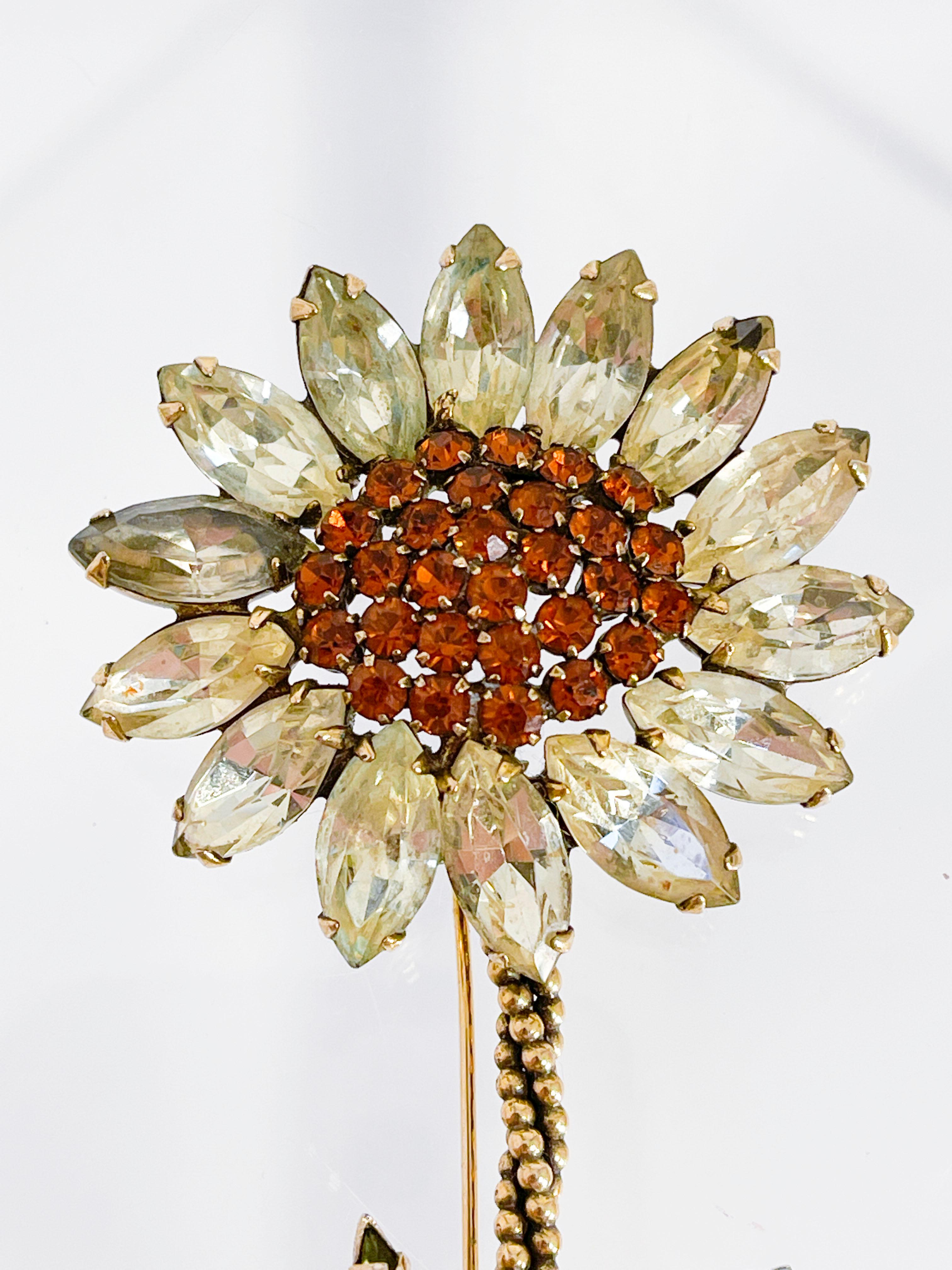 1960s Weiss Sunflower Rhinestone Brooch at 1stDibs | sunflower pin ...