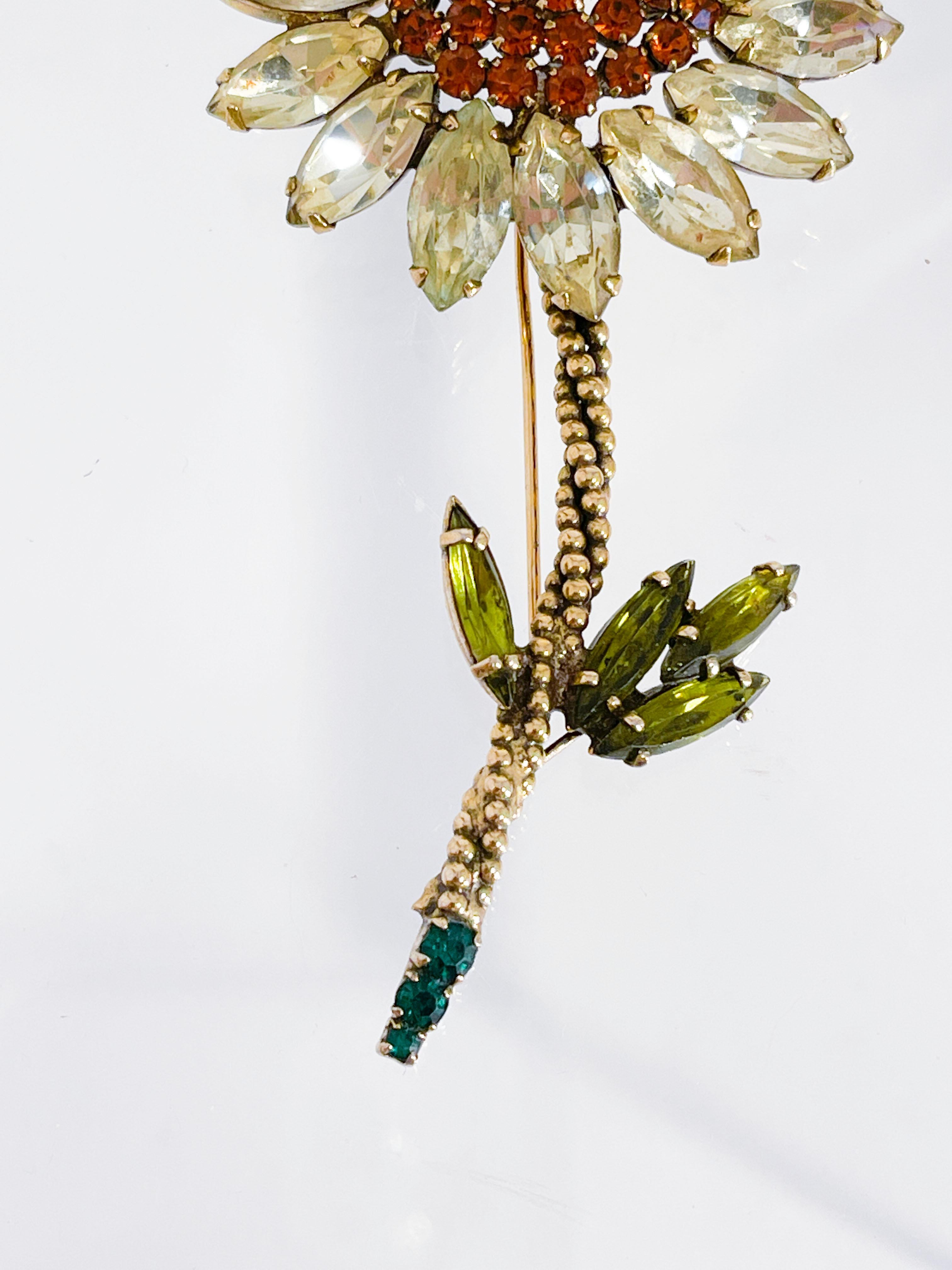 1960s Weiss Sunflower Rhinestone Brooch at 1stDibs | sunflower pin ...