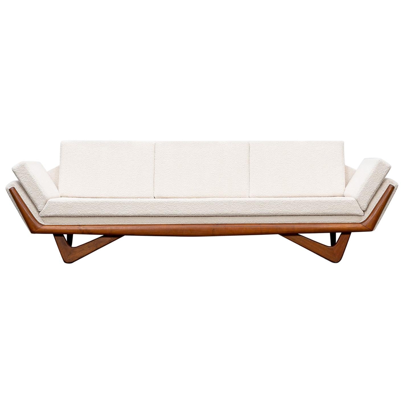 1960s White Fabric on Walnut Legs Sofa by Adrian Pearsall For Sale at ...