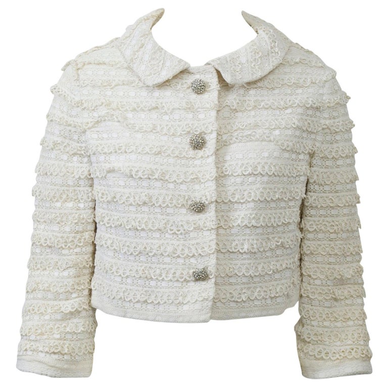 1960s White Lace Cropped Jacket For Sale at 1stDibs