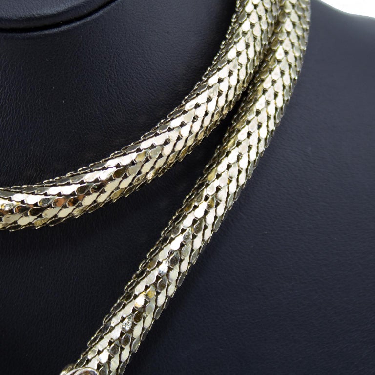 1960s Whiting and Davis Silver Metal Mesh Snake Coil Necklace at 1stDibs