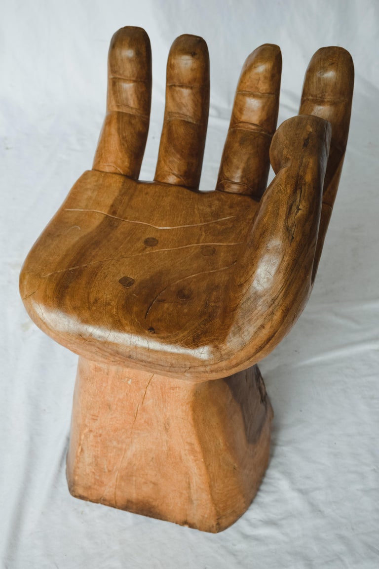 1960's Wooden Carved Hand Chair For Sale at 1stDibs