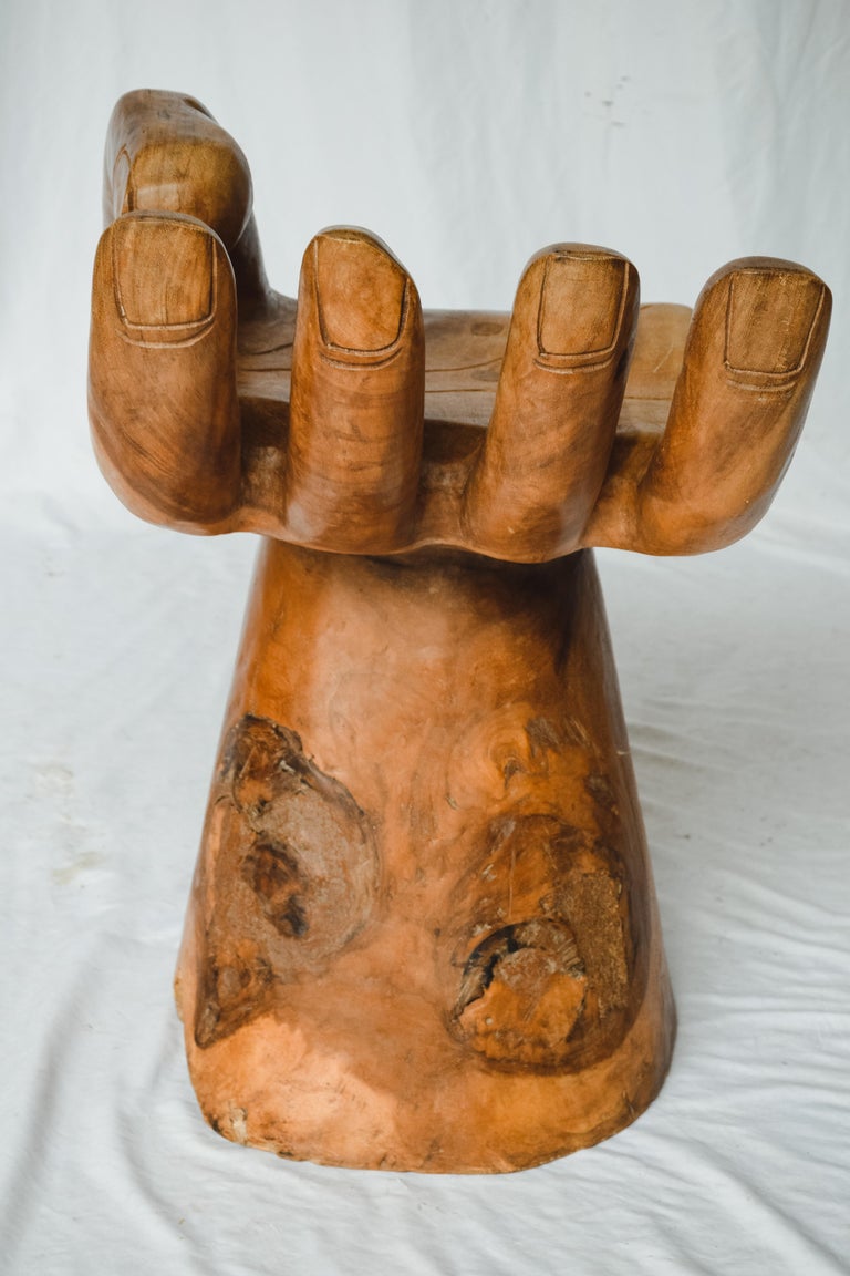 1960's Wooden Carved Hand Chair For Sale at 1stDibs