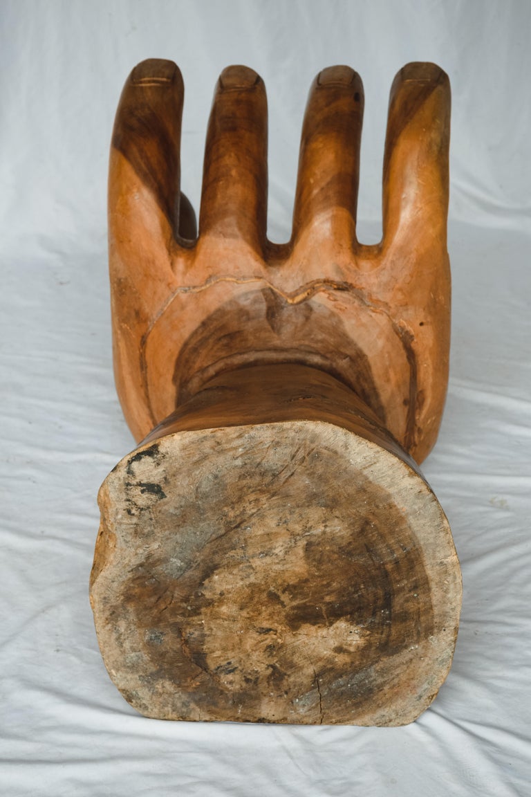 1960's Wooden Carved Hand Chair For Sale at 1stDibs
