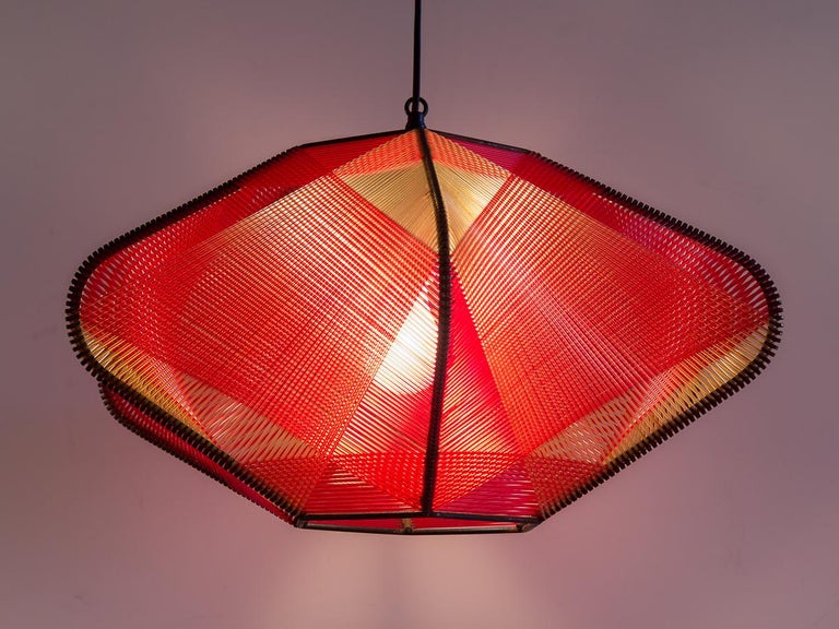 1960s Woven String Art Pendant For Sale at 1stDibs