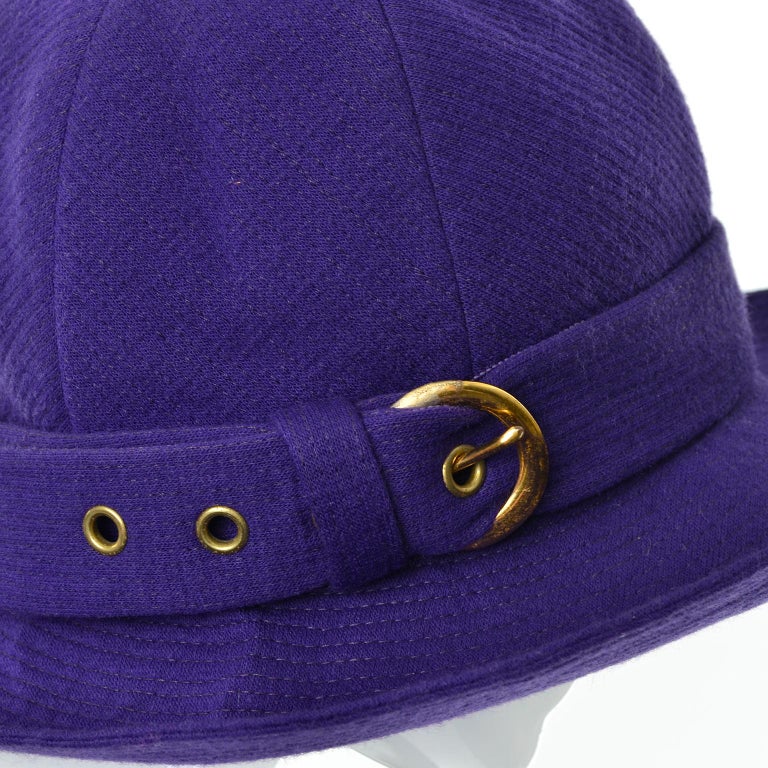 1960s YSL Vintage Purple Wool Hat W Buckle Designed by Yves Saint ...
