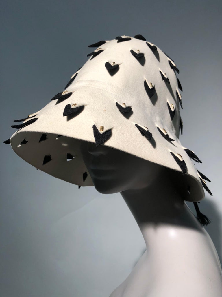 1960s Yves Saint Laurent Eggshell Felt Bucket Hat W/ Pierced ...