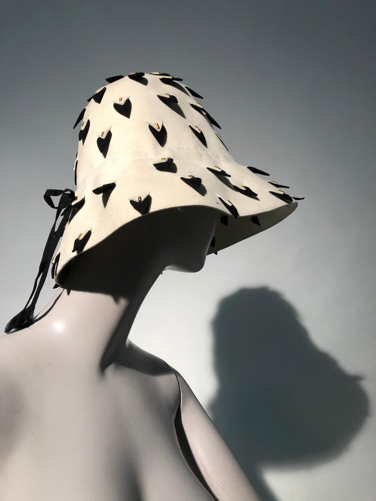 1960s Yves Saint Laurent Eggshell Felt Bucket Hat W/ Pierced ...