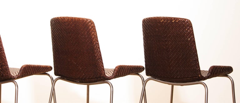 1960s, a Set of Four Leather Braided Dining Chairs, Italy For Sale at ...