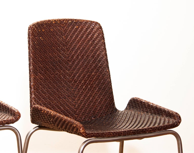 1960s, a Set of Four Leather Braided Dining Chairs, Italy For Sale at ...