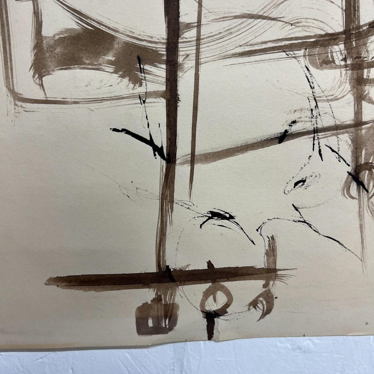 1962 Gordon Wagner Ink Sketch Watercolor Abstract Mexican Assemblage 6 ...