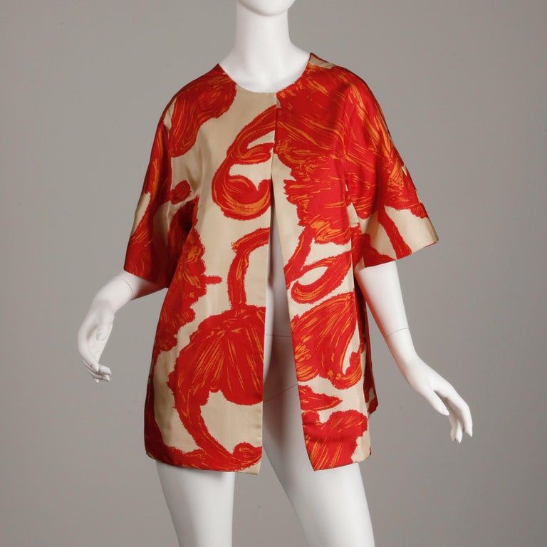 1963 B.H. Wragge Vintage Silk Jacket or Coat at 1stDibs