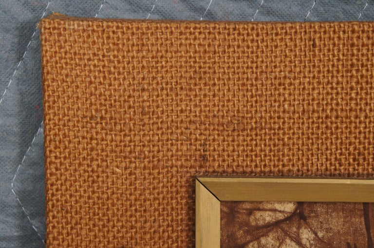 1963 Sitting Buddha Painting on Silk Burlap Frame Fukazen and Co For Sale at 1stDibs