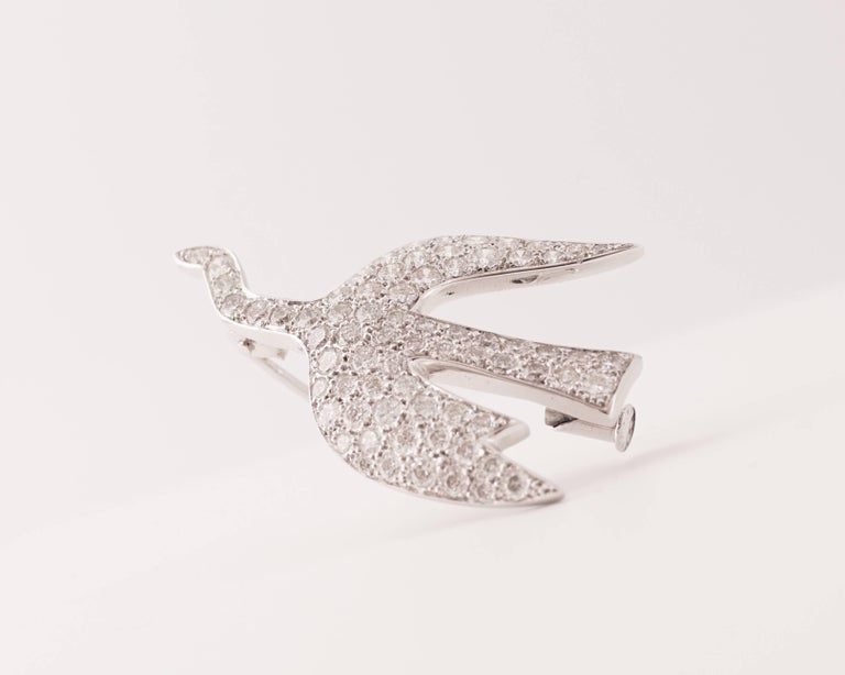 1963, Georges Braque "Zephir Icarios" 18 Karat White Gold and Diamonds ...