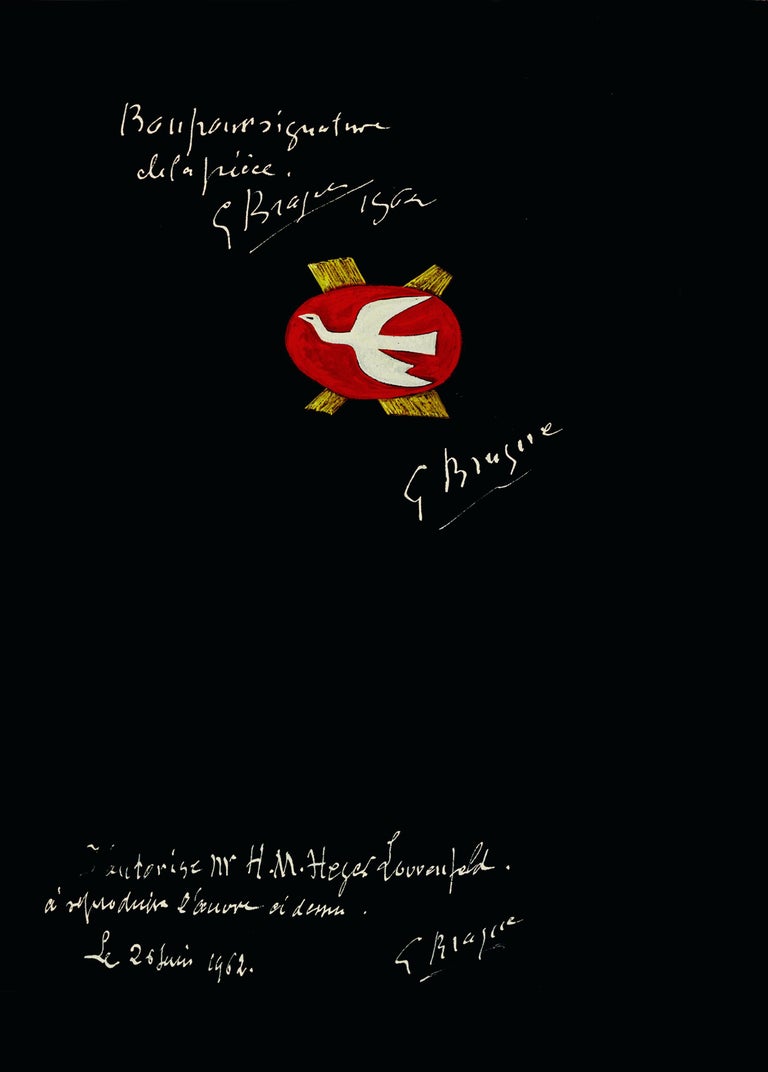 1963, Georges Braque "Zephir Icarios" 18 Karat White Gold and Diamonds ...